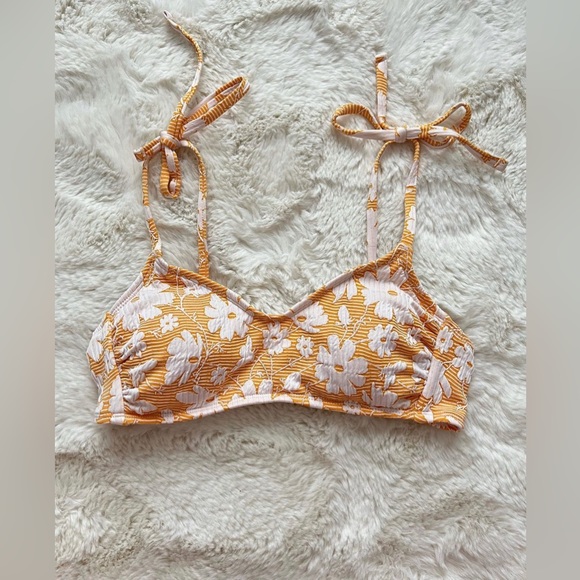 Target | Swim | Orange Flower Tie Bikini Top | Poshmark